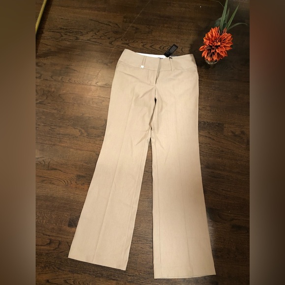 Express | Pants & Jumpsuits | Express Editor Pants Tan Pinstripe Flare ...